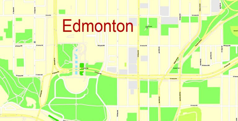 Edmonton Printable Map, Canada, exact Map City Plan Level G-View 17 ...