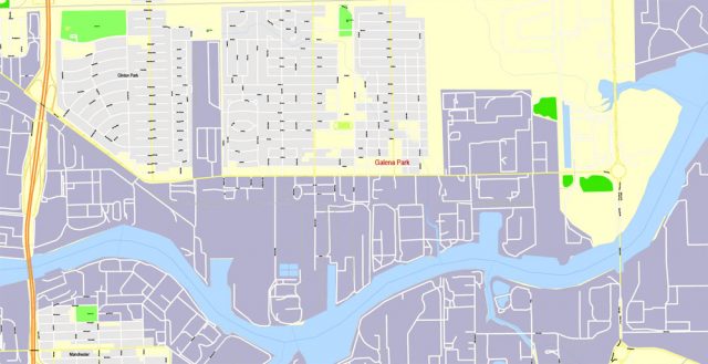 Houston Printable Map, Texas, US, exact vector City Plan 100 meters ...