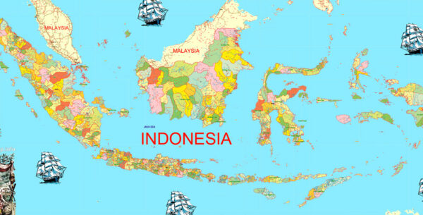 Indonesia Map Printable Admin 01 exact vector Map full editable Layered ...