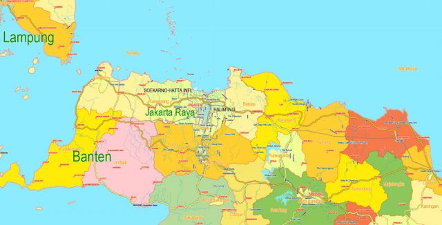 Indonesia Map PDF 01 Printable Admin, exact vector Map full editable ...