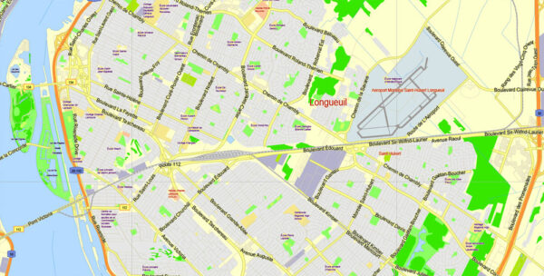 Montreal Map Grande Area Printable vector City Plan editable Street Map ...