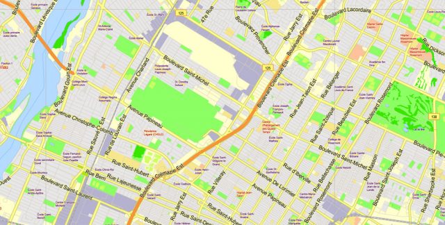 Montreal Grande Area Printable Map Canada, exact vector City Plan 2000 ...