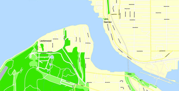 Seattle Printable Map, state Washington, US, exact vector City Plan ...