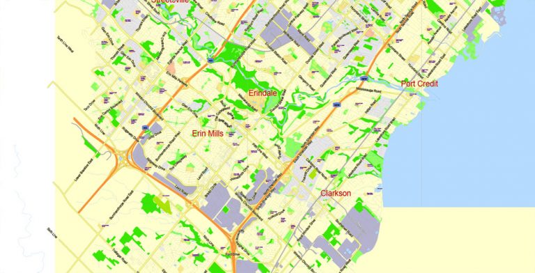 City Map Toronto Vector Urban Plan Adobe Illustrator Editable Street Map