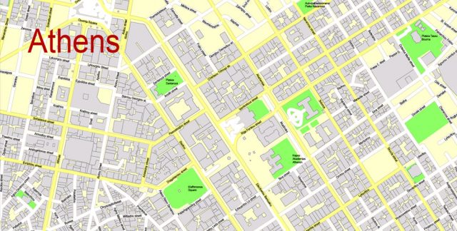 Athens + Piraeus Greece PDF Editable Vector Map exact City Plan with ...