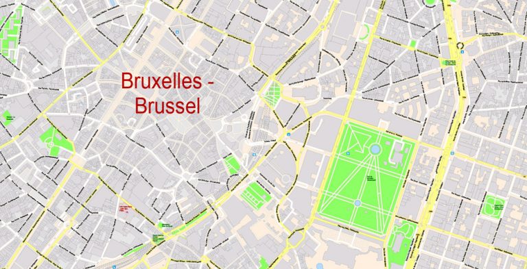 Bruxelles Brussels Printable Vector Map, Belgium, exact City Plan ALL ...