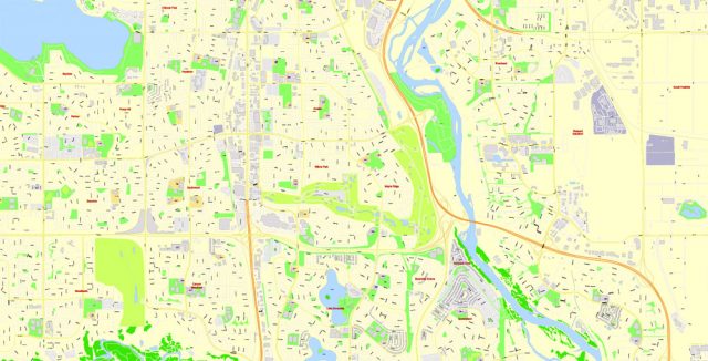 Calgary City Large Area SVG Map, Canada, exact City Plan 100 meters ...