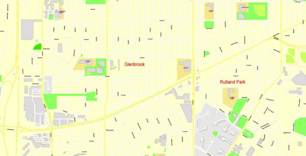 Calgary City Large Area SVG Map, Canada, exact City Plan 100 meters ...