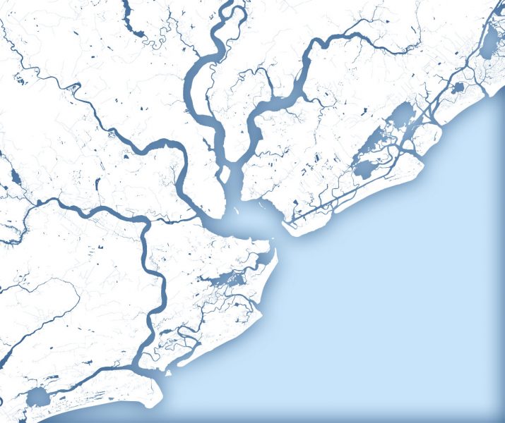 Charleston Large Area Printable Map, South Carolina US, exact vector ...