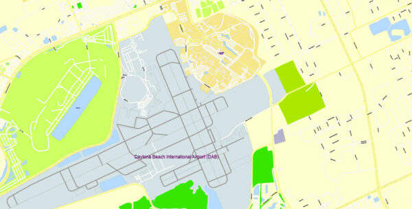 Daytona Beach Florida US Printable Vector Map: exact City Plan full ...