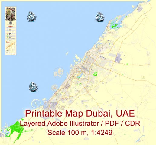 DWG Map Dubai UAE – Maps in Vector: Detailed Street Maps Illustrator ...