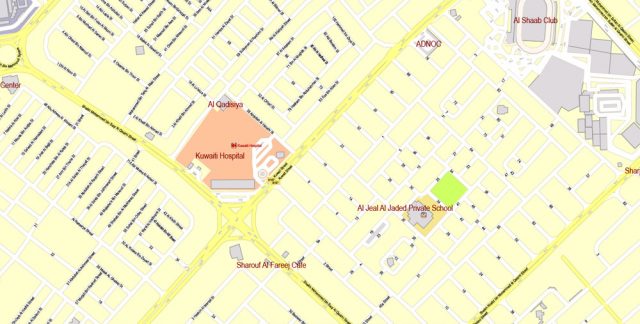 Map Dubai UAE CorelDraw Printable Vector editable City Plan 100 m scale