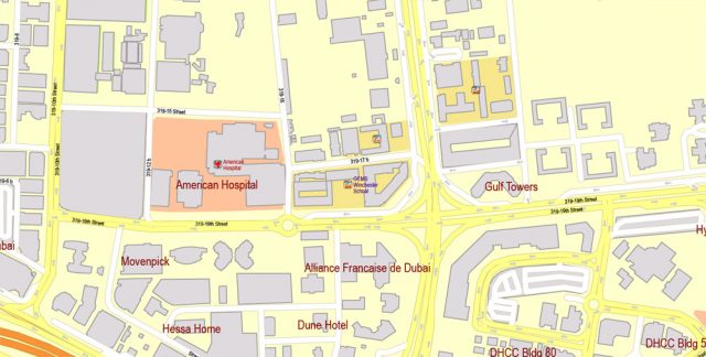 Dubai Editable PDF Map, UAE, exact City Plan + Principal Buildings ...