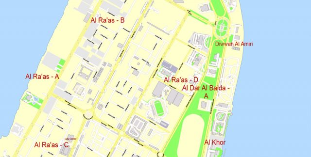 Map Dubai Editable PDF printable exact City Plan 100 meters scale