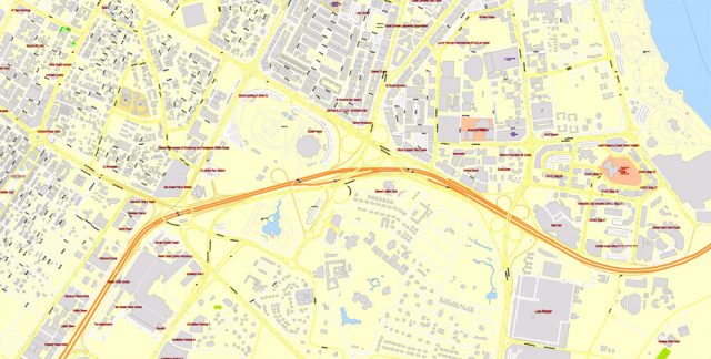 Dubai Editable PDF Map, UAE, exact City Plan + Principal Buildings ...