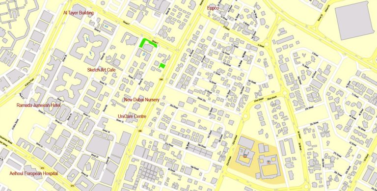 Dubai Editable PDF Map, UAE, exact City Plan + Principal Buildings ...
