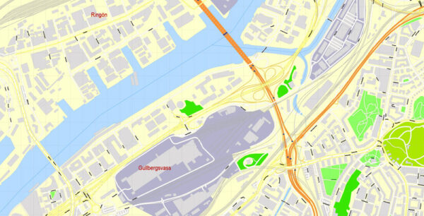Gothenburg Göteborg Editable PDF Map, Sweden, exact City Plan with ...