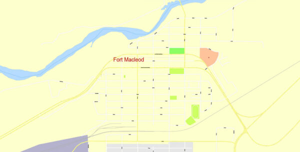 Lethbridge + Coaldale + Fort Macleod Printable Map, Alberta, Canada ...