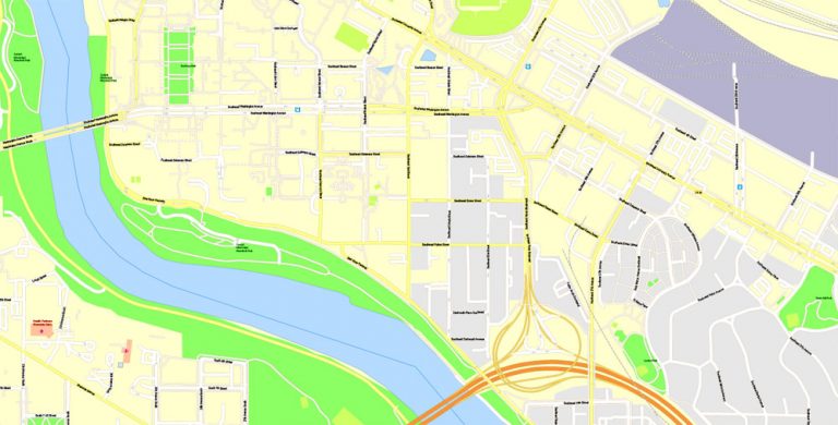 Minneapolis + St. Paul Printable Map, Minnesota US, exact vector Map ...