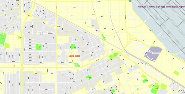 Santa Clara County Printable Vector Map, California US, exact vector ...