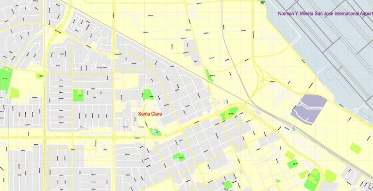 Santa Clara County Printable Vector Map, California US, exact vector ...