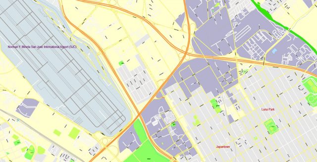 Santa Clara County Printable Vector Map, California US, exact vector ...