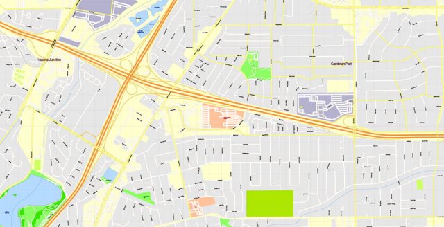 Santa Clara County Editable PDF Map, California US, exact vector Street ...