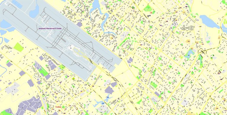 City Map Bogota Vector Urban Plan Adobe Illustrator Editable Street Map