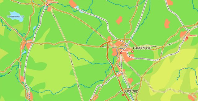 Map UK + Full Ireland PDF exact vector relief road map editable printable