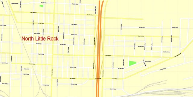 Map Little Rock Adobe Illustrator printable editable City Plan 100 m scale