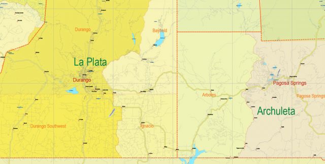 Map Colorado US PDF extra detailed, exact vector editable Map printable