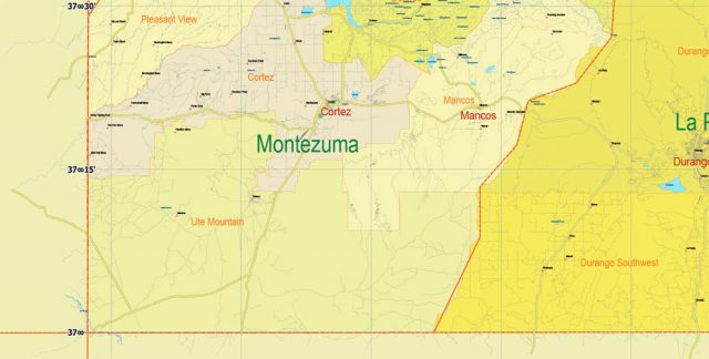 Map Colorado US PDF extra detailed, exact vector editable Map printable