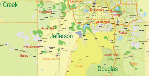 _Colorado US PDF Vector Map, Main Roads, detailed, exact vector State ...