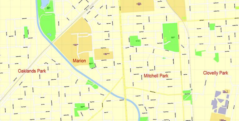 Adelaide PDF vector Map Metro Area, Australia, fully editable, Adobe ...
