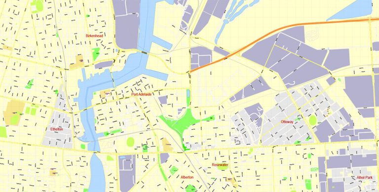 Adelaide DWG City Plan vector Map Metro Area, Australia, full editable ...