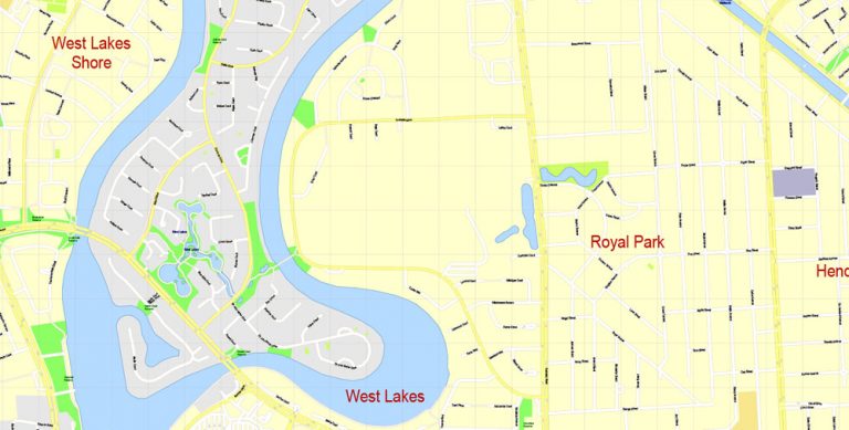 Adelaide PDF vector Map Metro Area, Australia, fully editable, Adobe ...