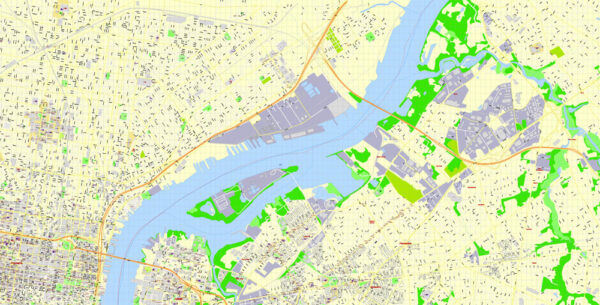 Printable Map Camden and neighborhoods NJ exact City Plan Illustrator