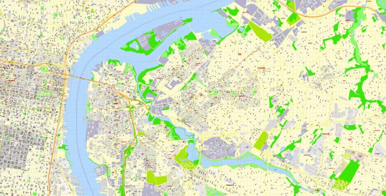 Printable Map Camden and neighborhoods NJ exact City Plan Illustrator