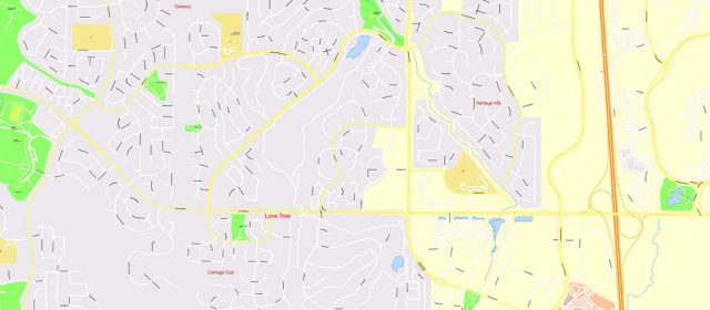 Denver metro area PDF Vector Map, Colorado US, exact vector Map street ...