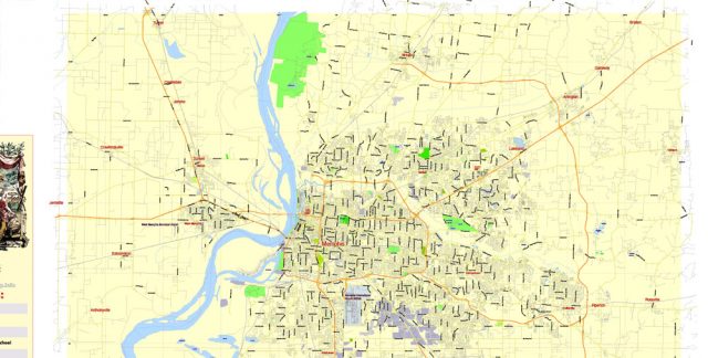 Memphis Map Vector Printable Tennessee US exact City Plan full editable ...