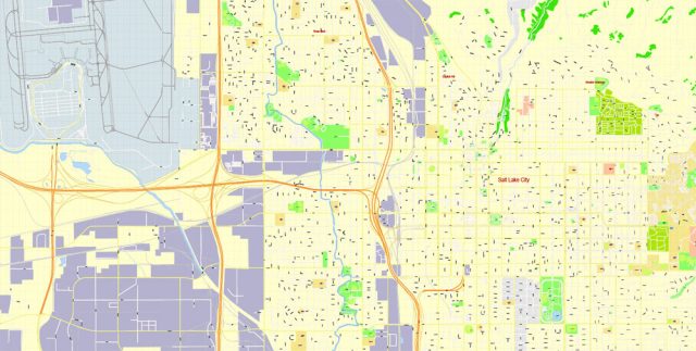 Salt Lake City Metro area CorelDraw Map, Utah US, exact vector City ...