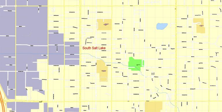 Salt Lake City Metro area PDF Map, Utah US, exact vector City Plan Map ...