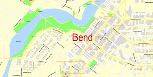 Bend Oregon US Map Printable CDR, exact vector City Plan scale 1:3375 full editable CorelDraw ...