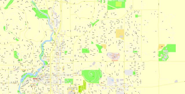 Bend Oregon US Map PDF Editable exact vector City Plan Adobe PDF Street Map