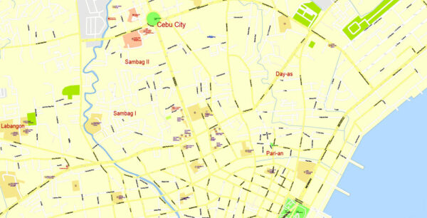 Bohol and Panglao Map Philippines 01 Editable PDF exact vector scale 1: ...