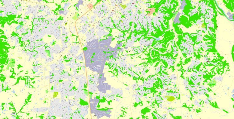 Cincinnati Ohio US Printable CDR Map, exact vector City Plan editable ...