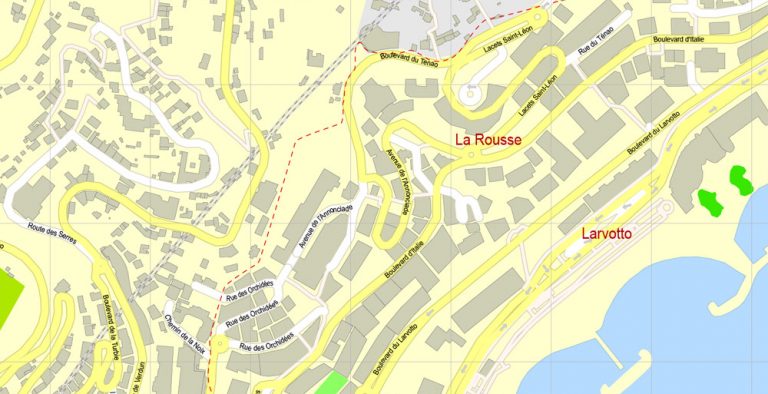 _Monaco Map Printable exact vector 01 City Plan scale 1:3394 editable ...