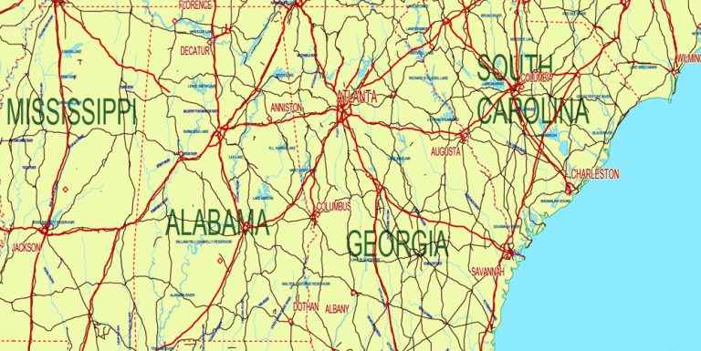 World PDF Map Colored Political new borders 01 Main Roads, main Cities ...