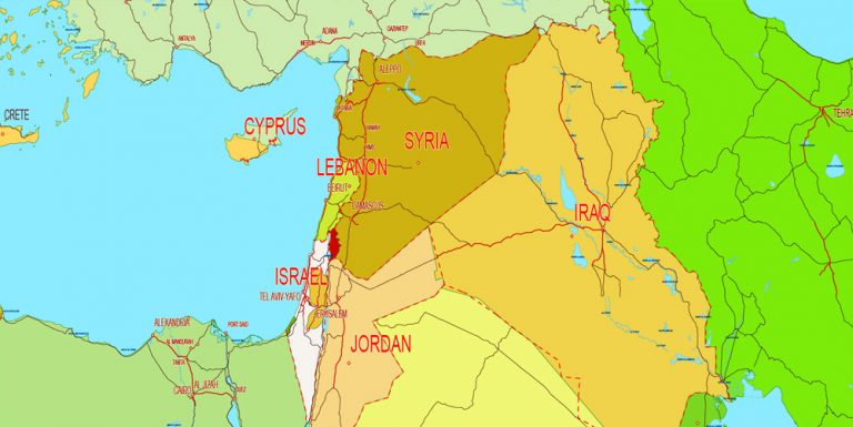 World Map Colored Political 01 with new borders, Main Roads, main ...