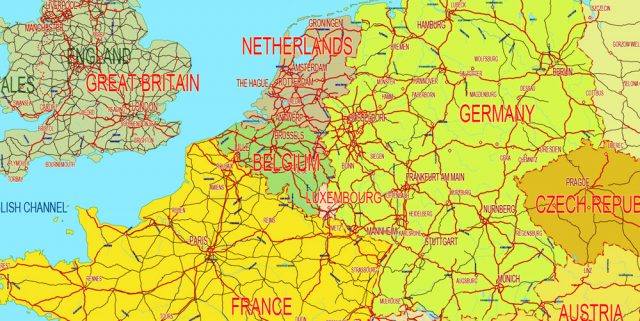 World Map Colored Political 01 with new borders, Main Roads, main ...